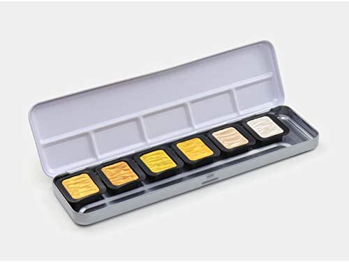 Holbein Water-soluble solid paint Finetech Pearl color Silver gold 6 ...