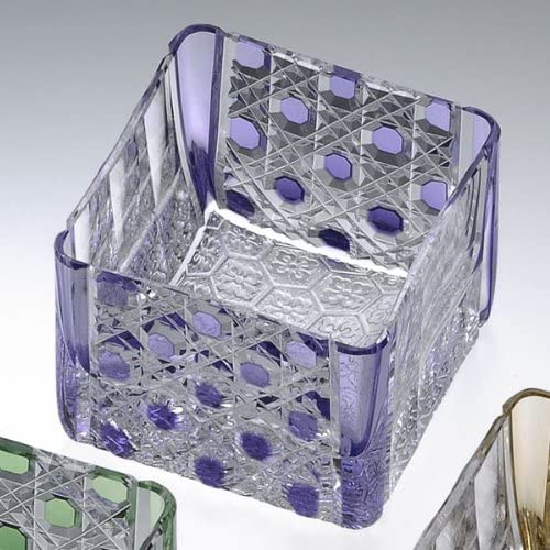 Kagami Masu Glass Purple 70cc Edo Kiriko Octagonal Tiling Crest ...