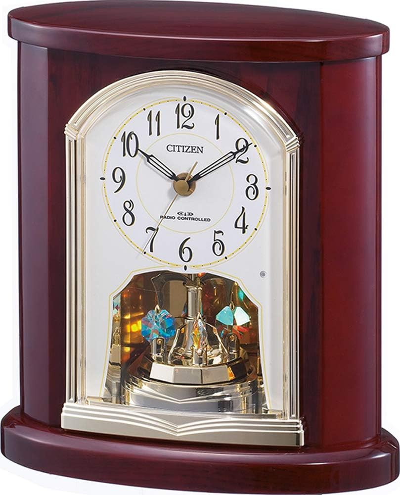 Rhythm Citizen Clock Radio Clock Analog Rotating Ornament Wood Frame ...