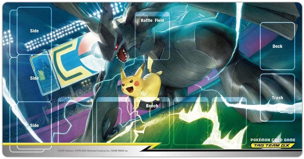 Pokemon Card Game Rubber Play Mat Pikachu & Zekrom TAG TEAM GX ...
