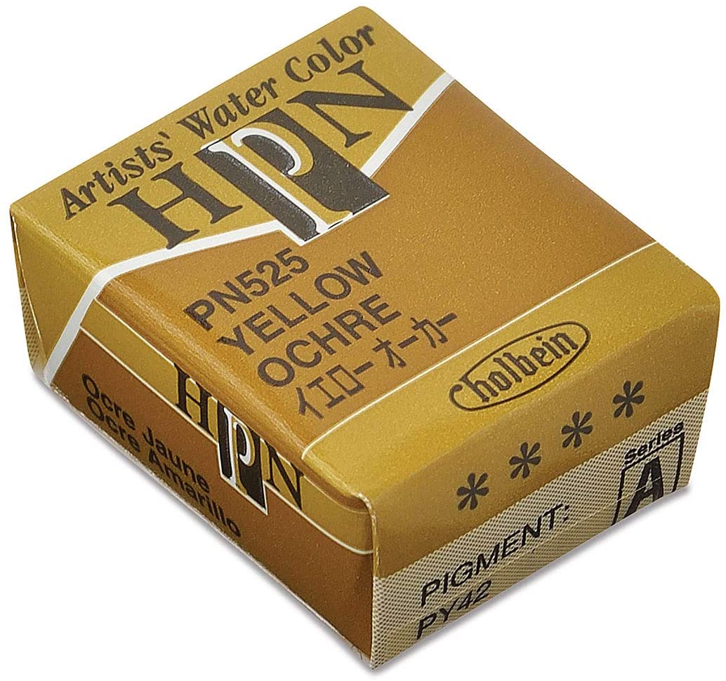 Holbein Solid Watercolor Paint Artist Pan Color Yellow Oaker PN525 Half ...