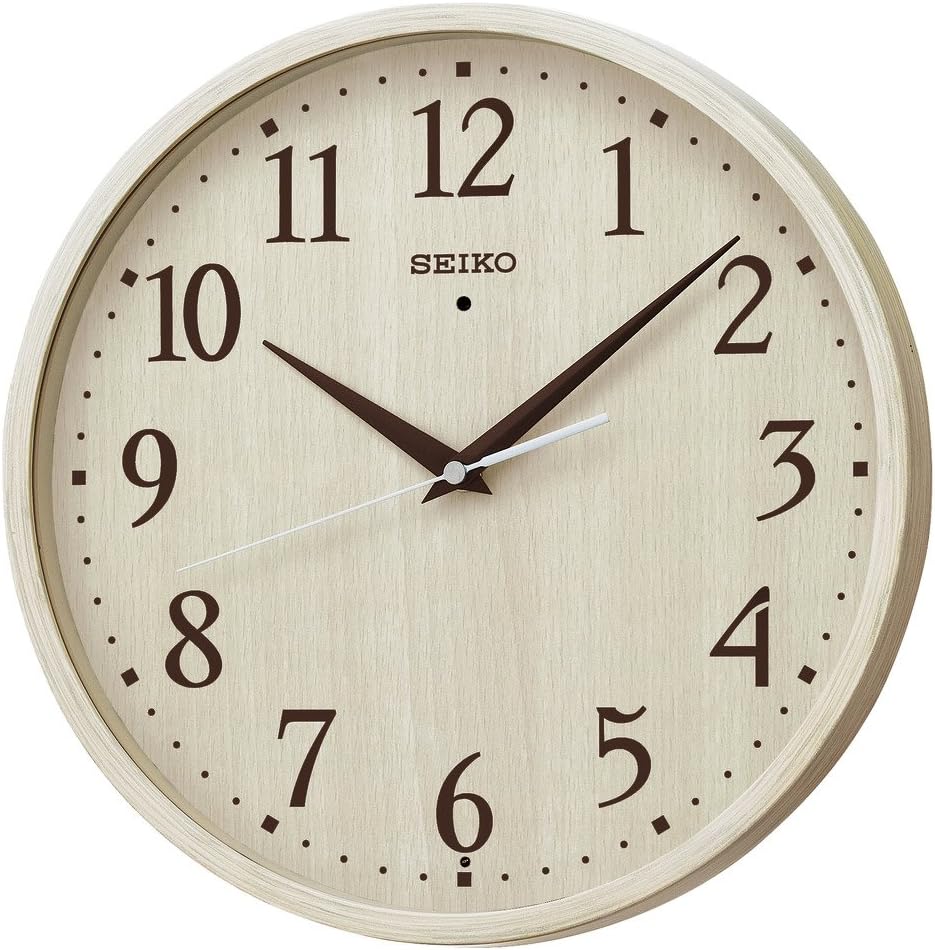Seiko Clock Wall Clock Natural Radio Analog Ivory Wood Grain Pattern ...