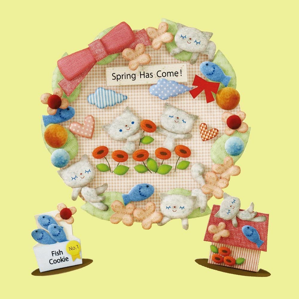 Fukusan Deco Craft Wreath & Pop-up Kit Poka Poka Hidamari Cat SFD-1179 ...