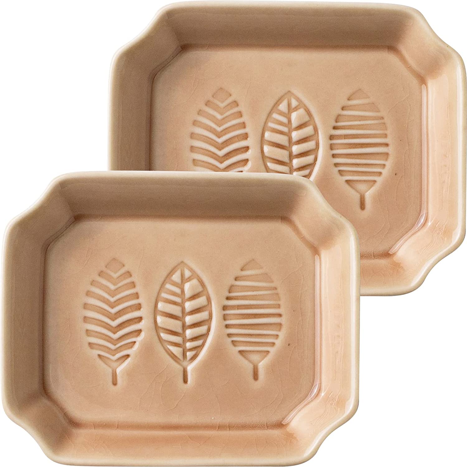 Minoru pottery Mino ware PIENI-Lehti- 105 rect plate milk tea set of 2 - Discovery Japan Mall