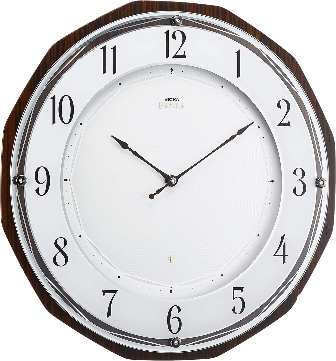 Seiko Clock Wall Clock Brown 352x352x35mm Radio Analog SEIKO EMBLEM ...